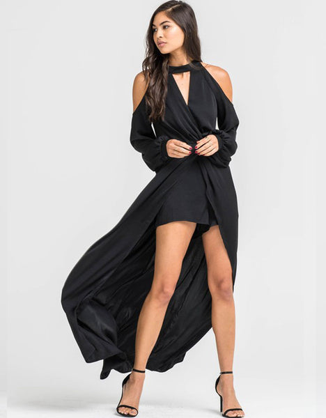 Boho Vixen Portia Open Hi-Low Jumpsuit in Black | Bohemian Hi-Low ...